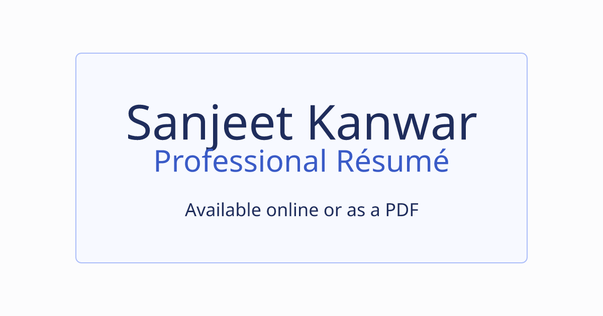 Sanjeet Kanwar - Software Developer | Resume